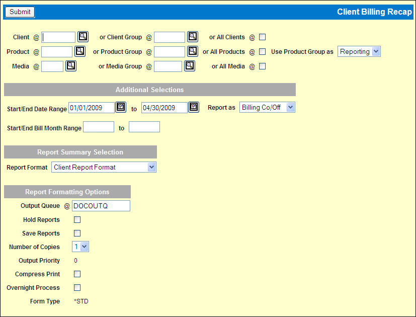 Client Billing Recap