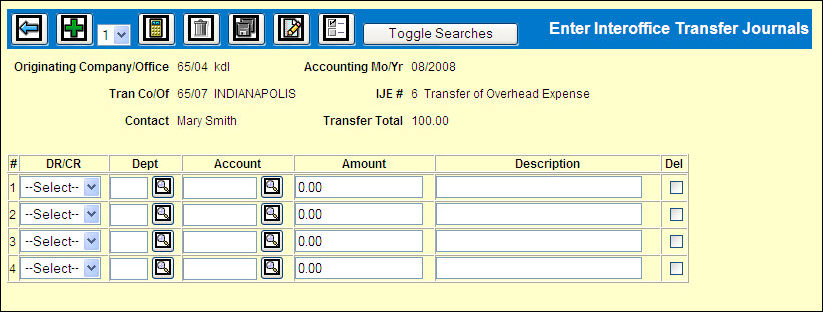 Interoffice Journal Entry
