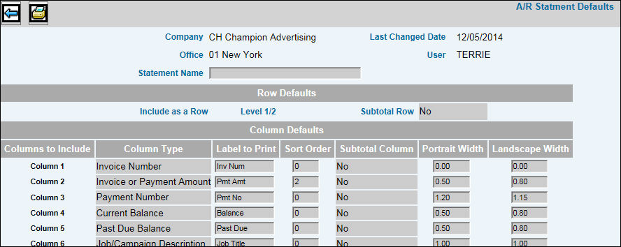 AR Statement Format Inq