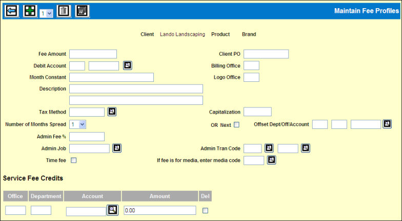 Maintain Fee Profiles