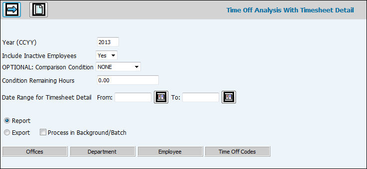 Time Off Analysis View Export